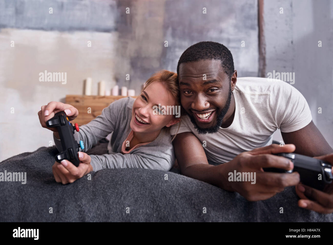 Concentrated young gamer in hi-res stock photography and images - Alamy