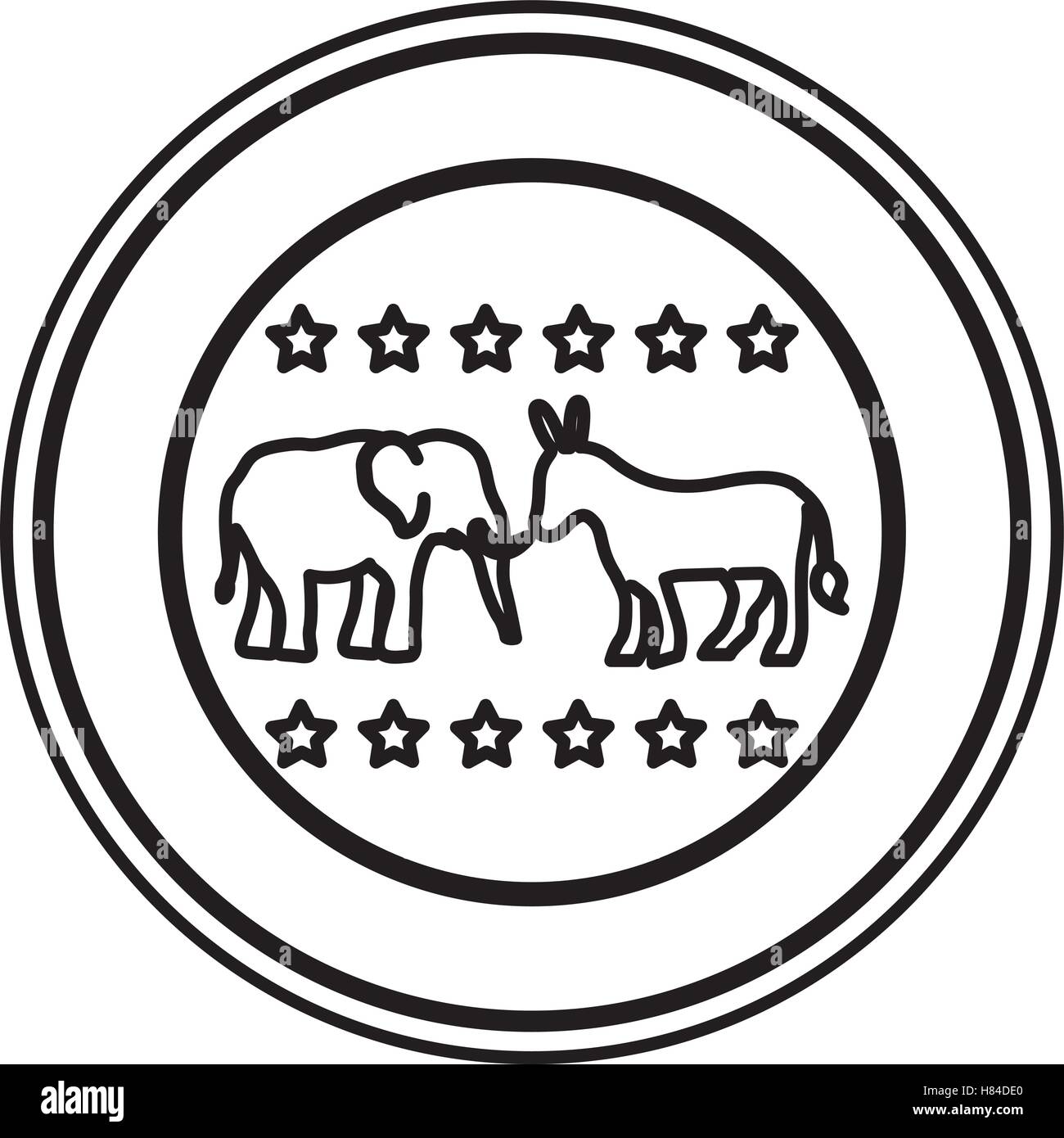 Elephant and donkey icon. Vote president election government and ...