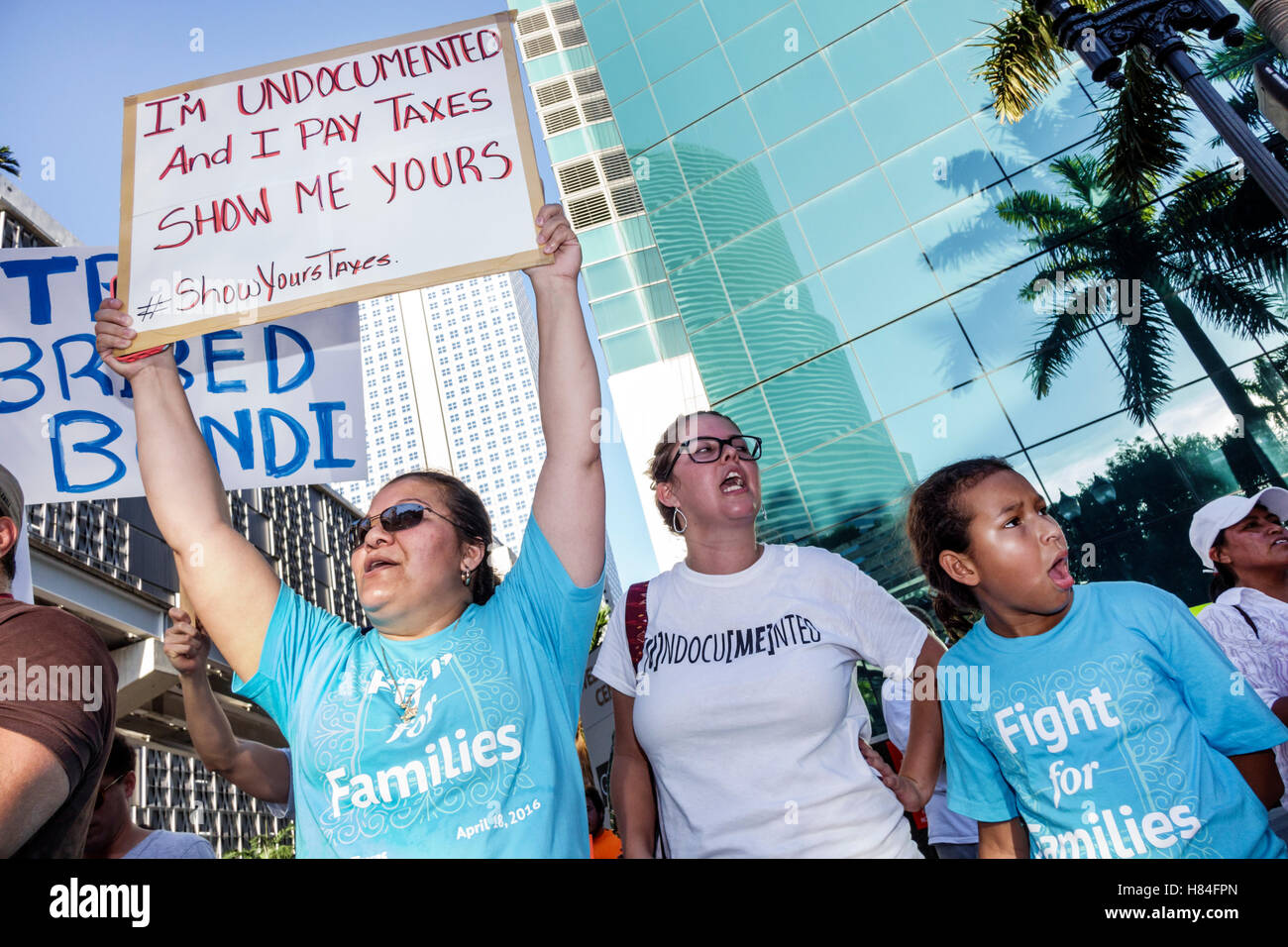 Miami Florida,protesters,signs,Spanish English,protest,2016 ...