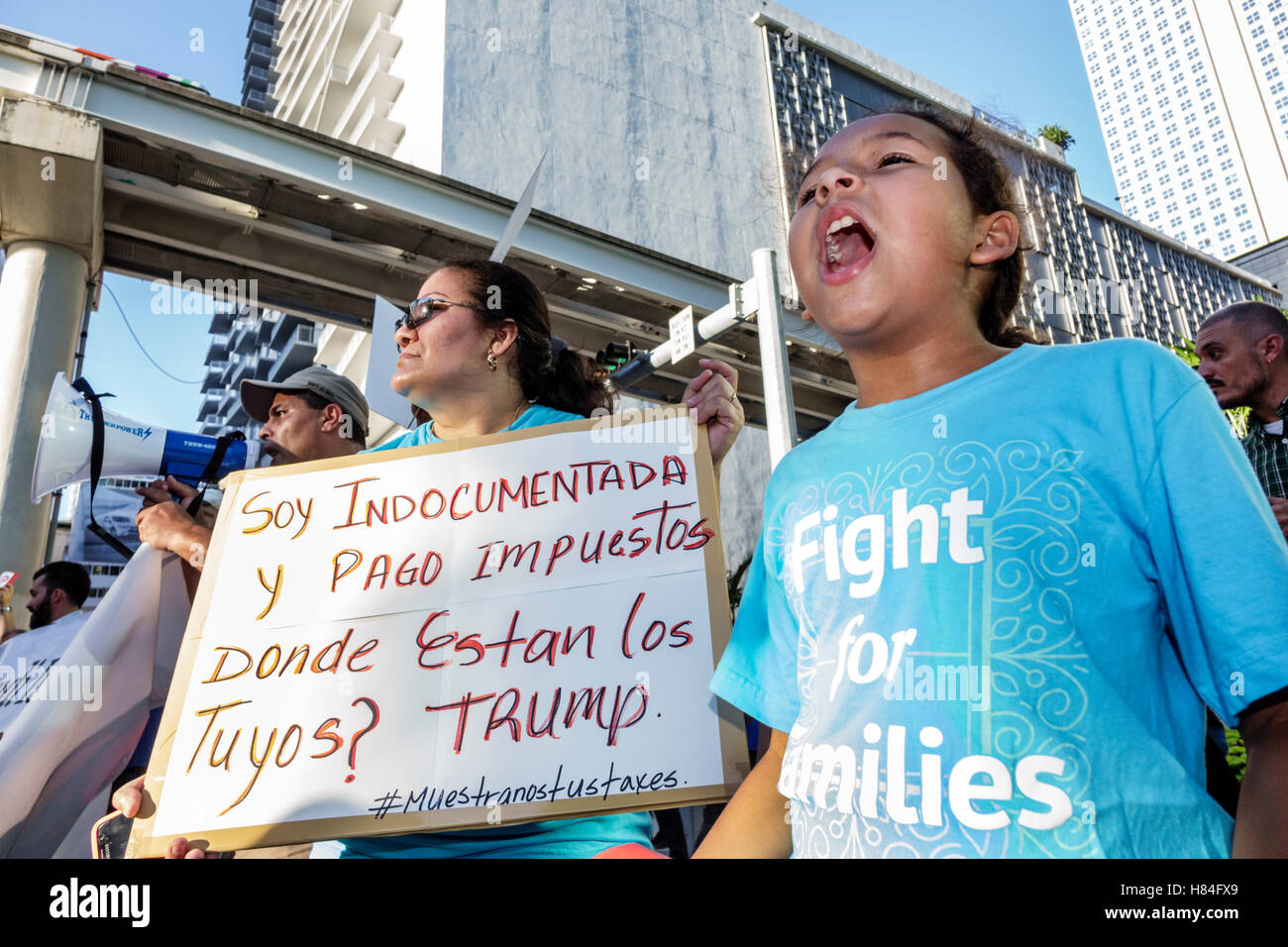 Miami Florida,protesters,signs,Spanish English,protest,2016 ...