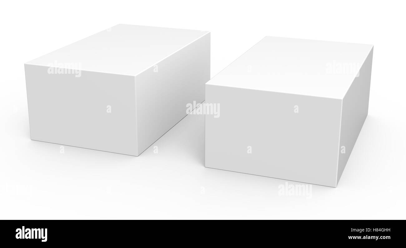 two blank white boxes packaging template, 3d rendering white background ...