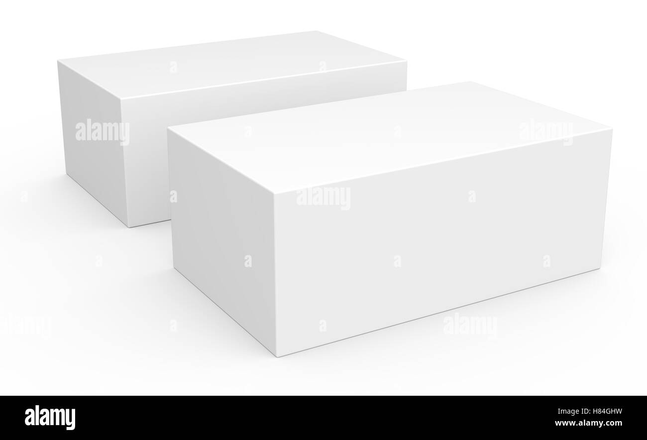 two blank white boxes packaging template, 3d rendering white background ...