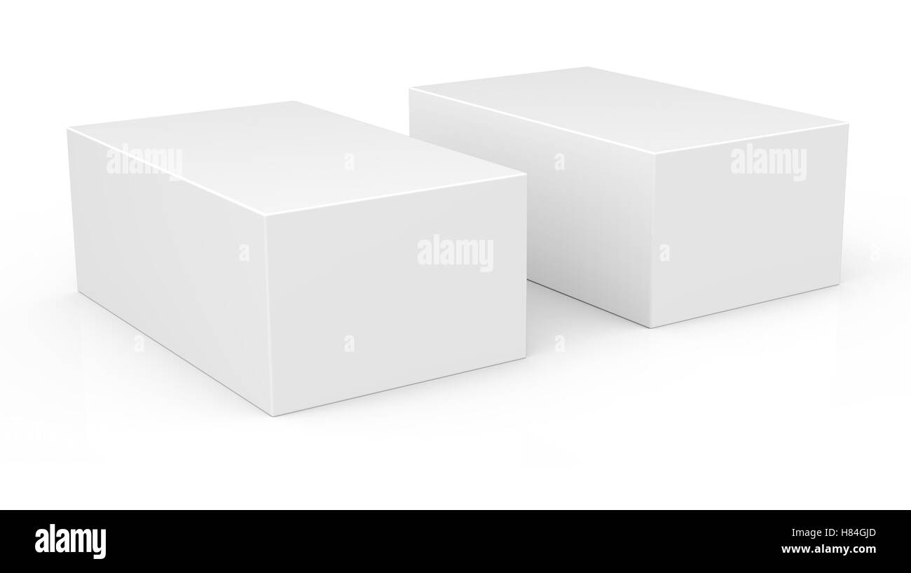 two blank white boxes packaging template, 3d rendering white background ...