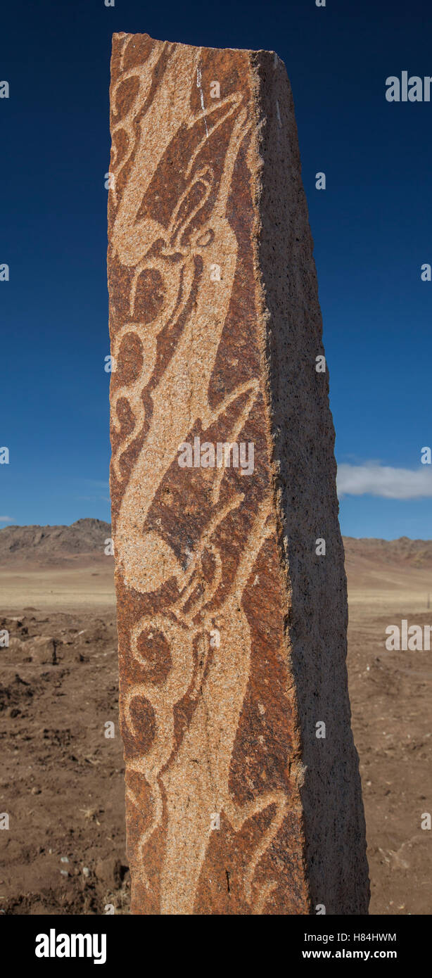 Bronze Age carvings in granite pillars called the Ushigiinor Deer ...