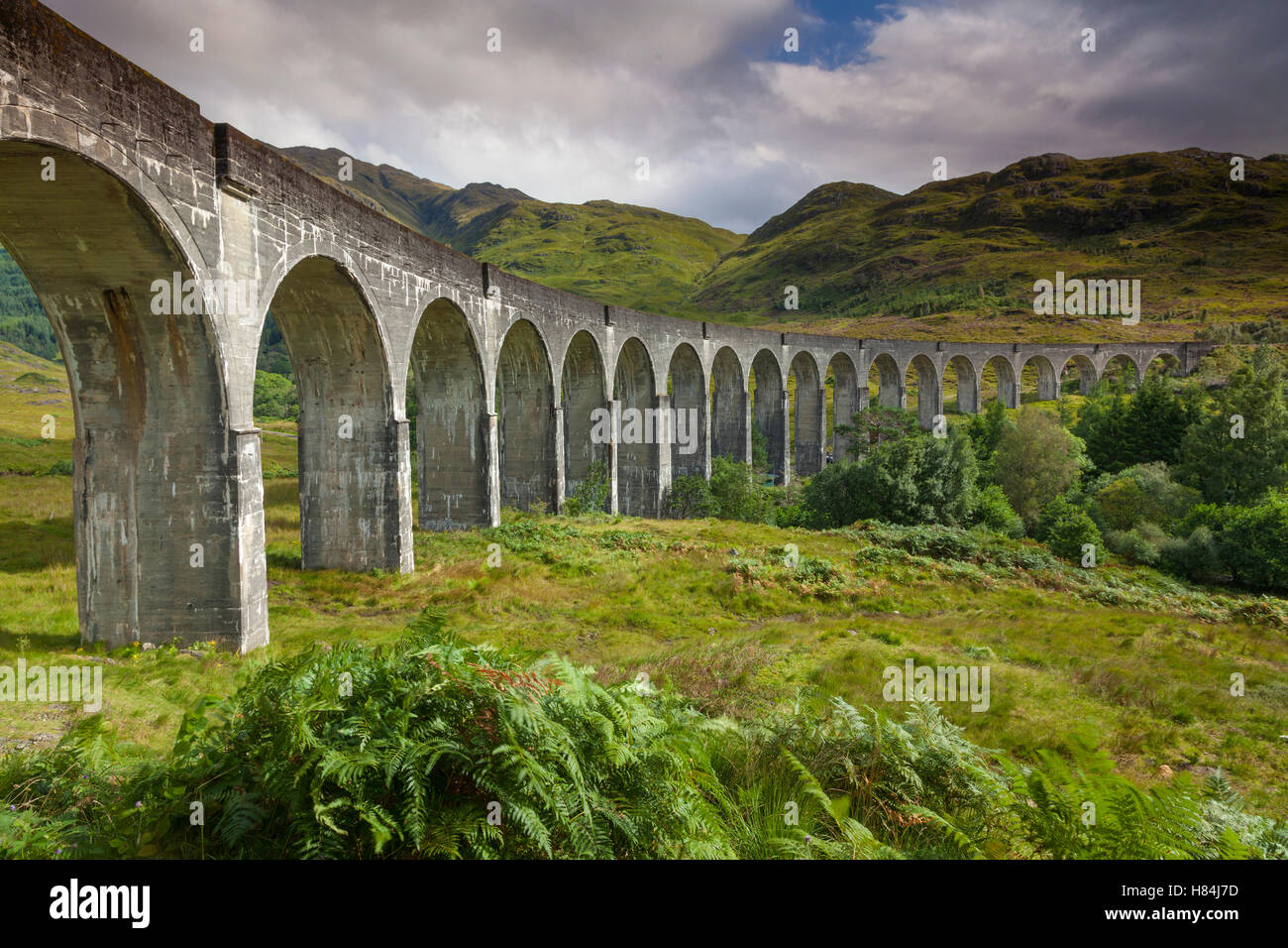 Glenfinnian Viaduct, now used as a railway bridge, spanning over river ...