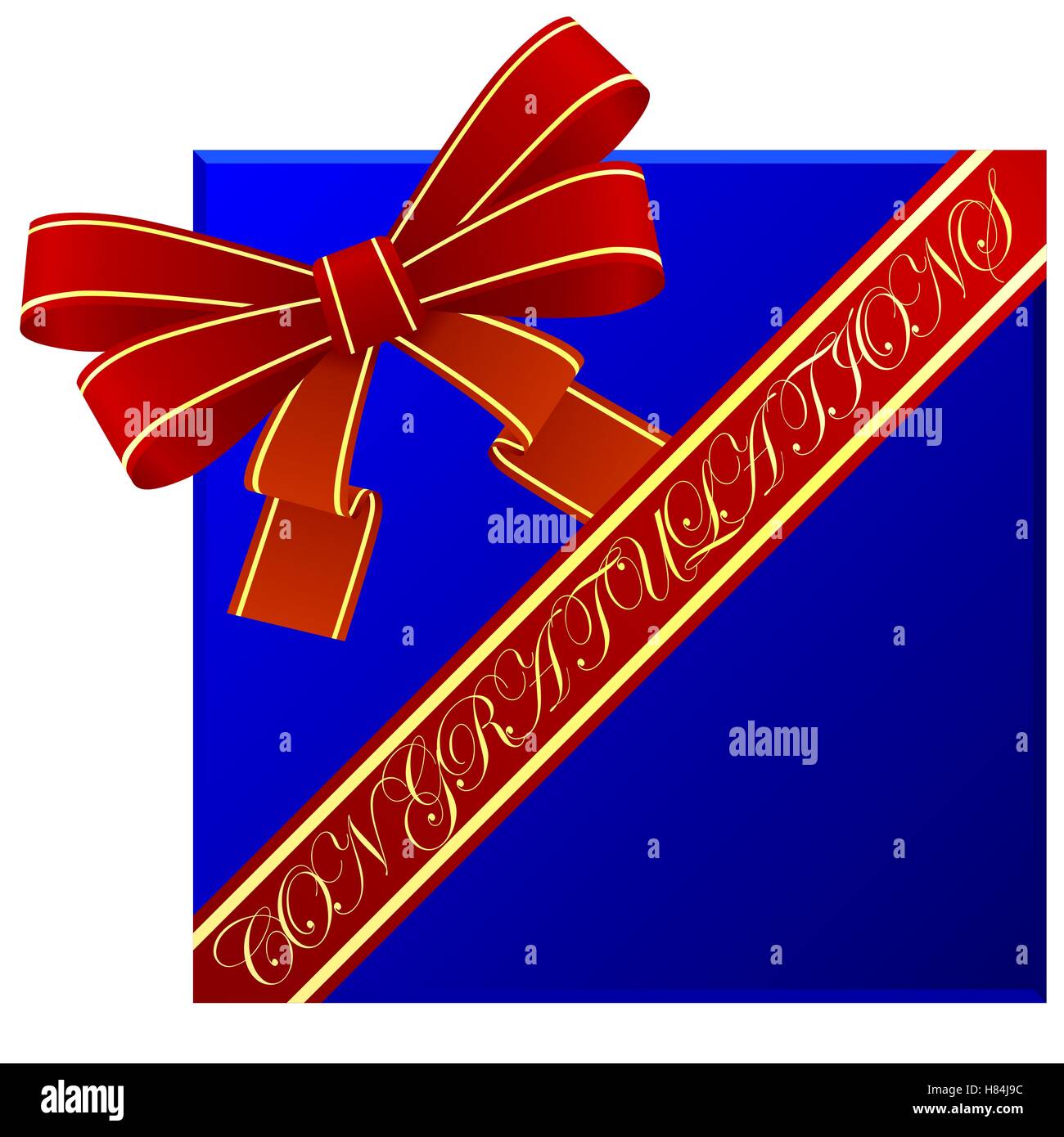 Red bow and ribbon with a congratulatory inscription. The illustration ...