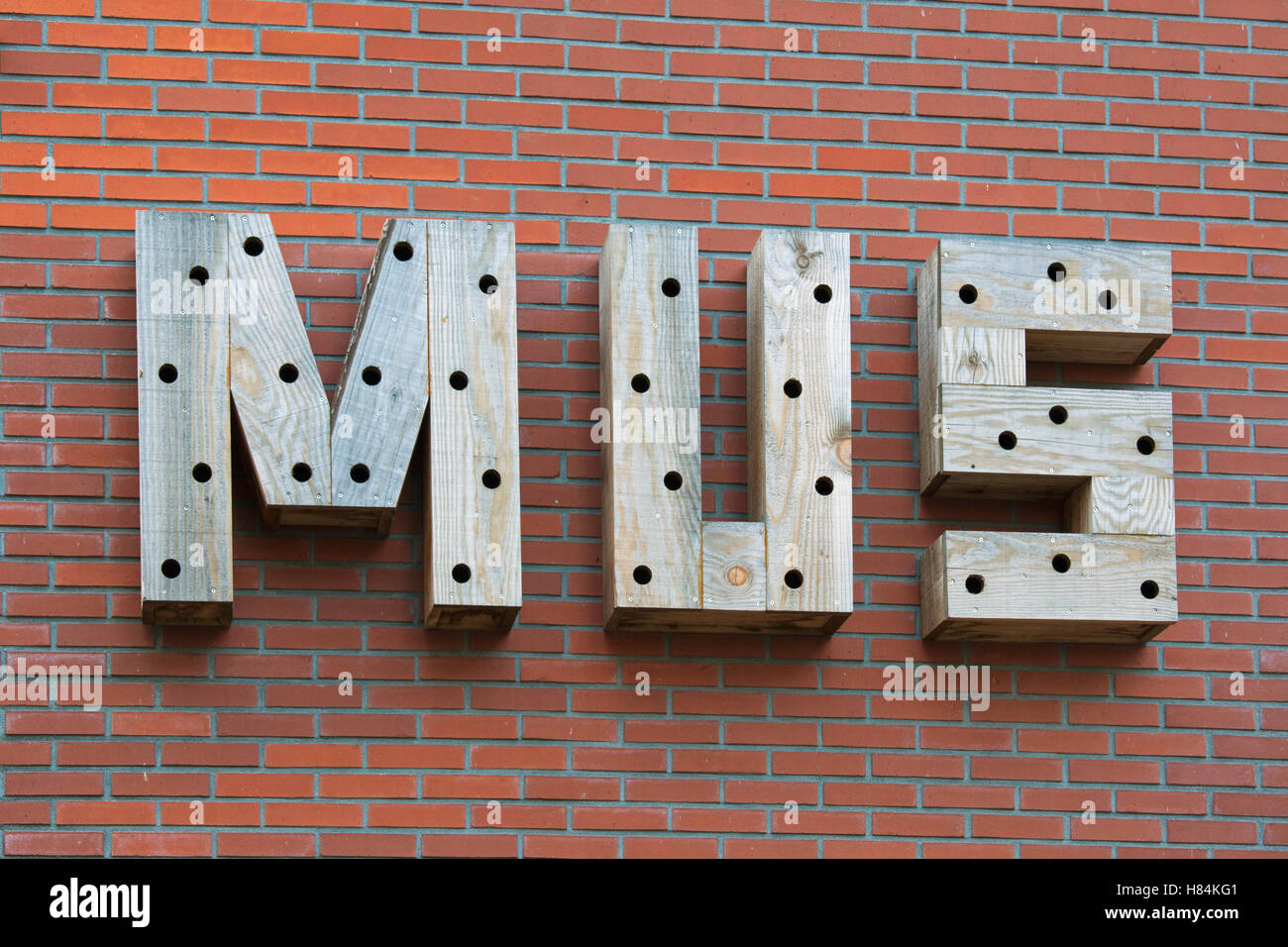 Lettering with holes to be used by birds, Leeuwarden, Netherlands Stock ...