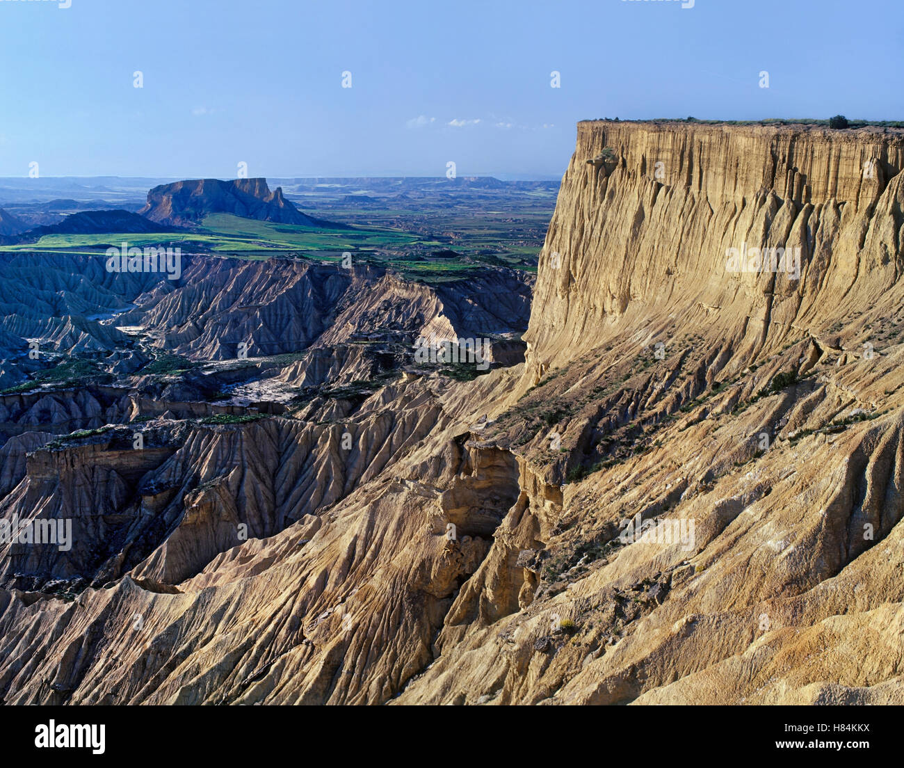 Plateaus at Bardenas Reales Natural Park, semi-desert, UNESCO Biosphere ...