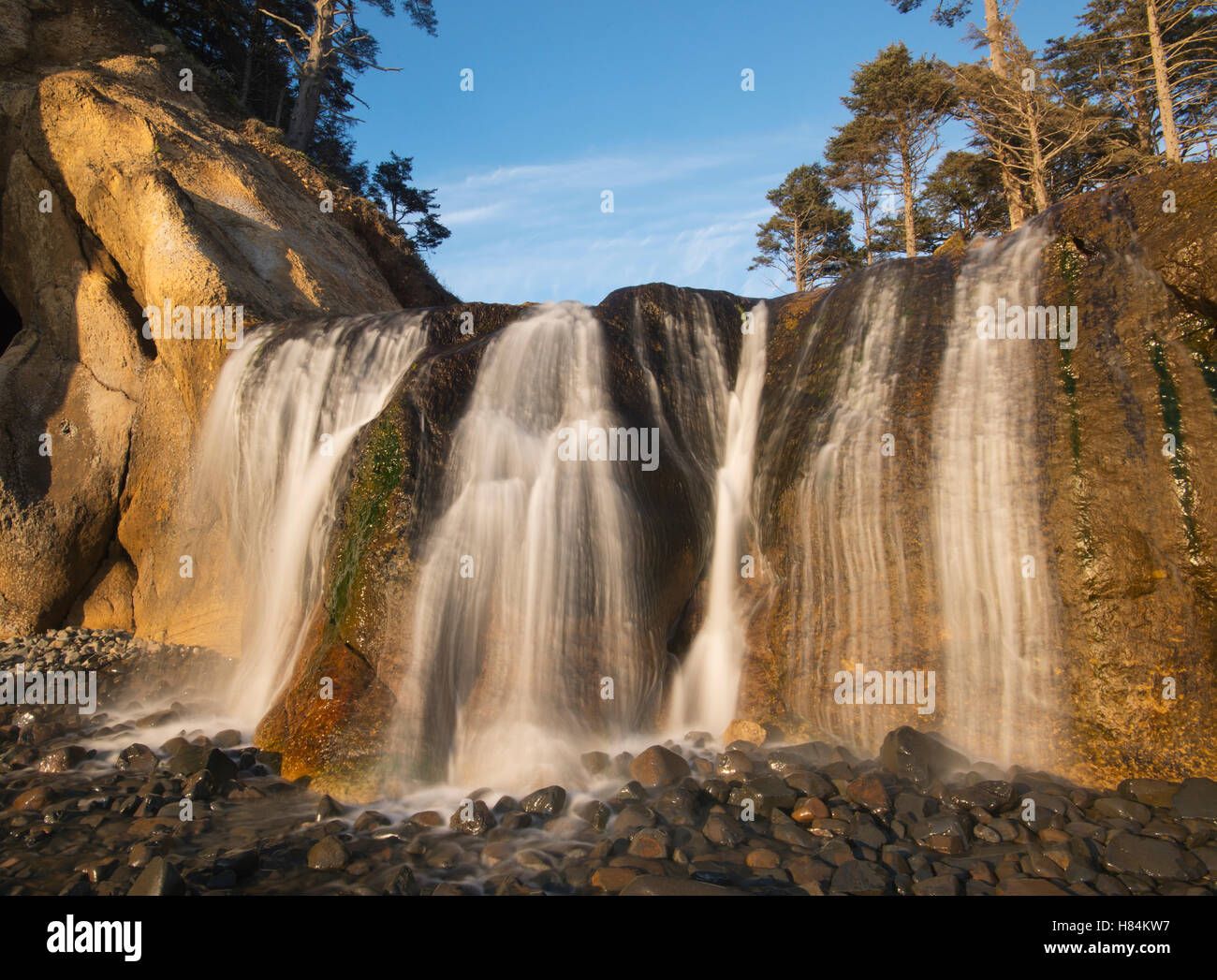 Sunset, Hug Point Falls, Oregon Stock Photo - Alamy