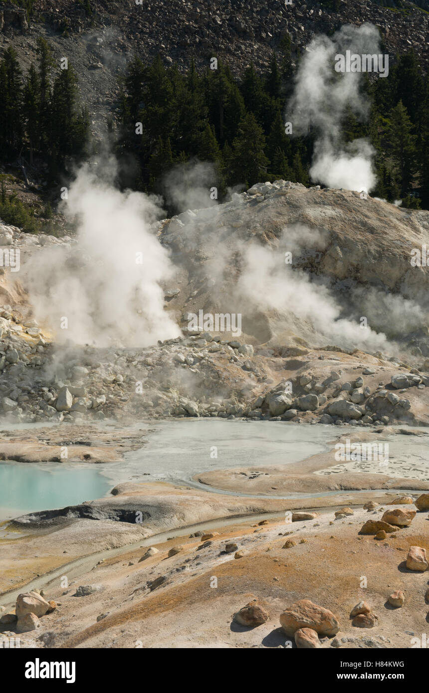 Steam vents and fumaroles, Bumpass Hell, Lassen Volcanic National Park ...