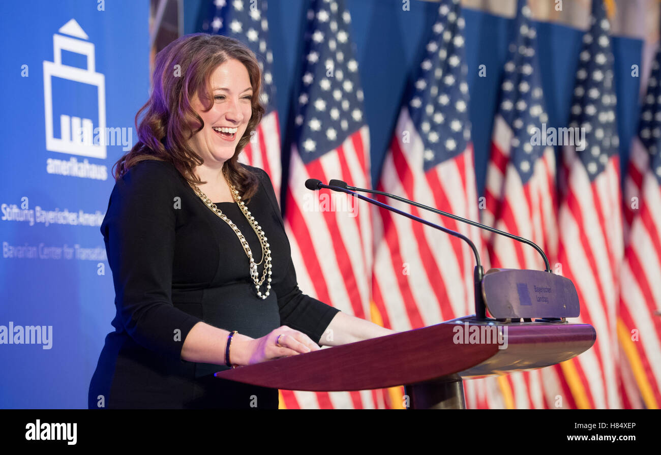 Munich, Germany. 8th Nov, 2016. US general consul Jennifer Gavito holds ...