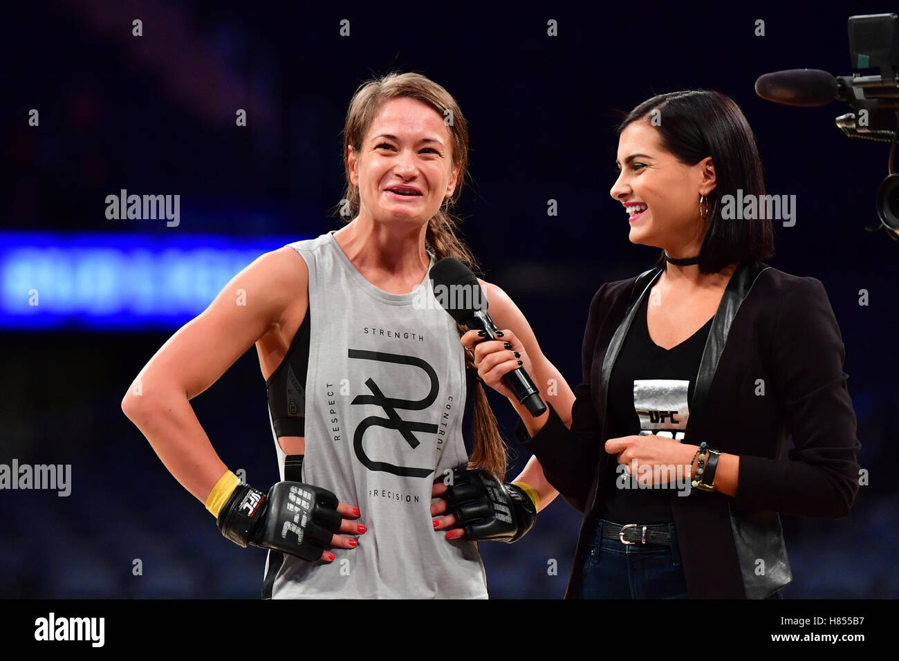 New York, NY, USA. 09, NOV, 2016. Karolina Kowalkiewicz holds an open ...