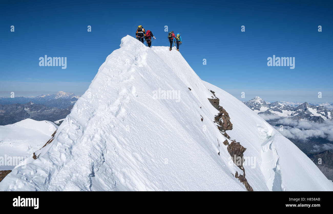 On Liskamm Traverse, Monte Rosa massive mountains, Staffal, Alps, Italy ...