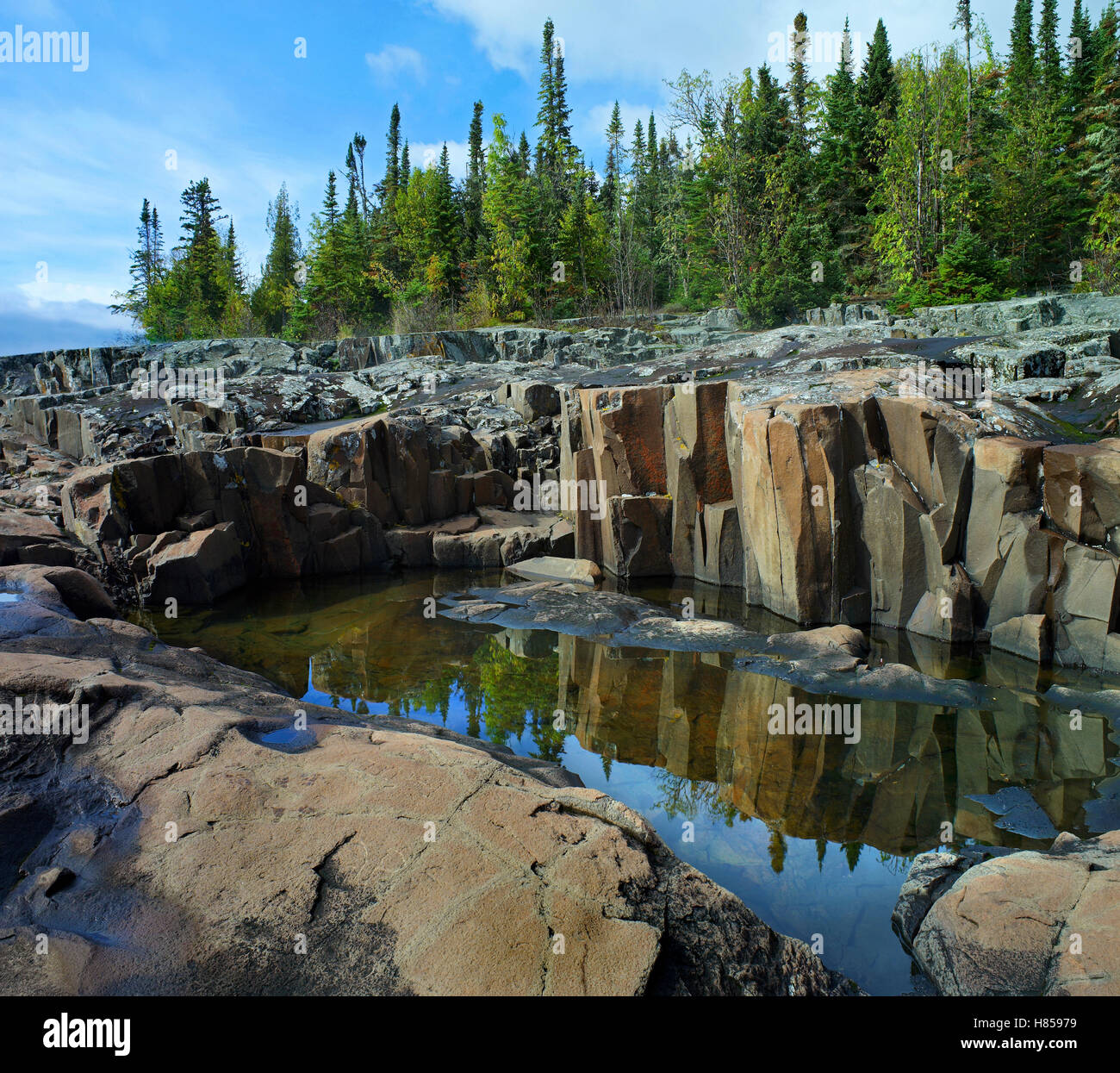 Rock formations, Artist's Point, Lake Superior, Minnesota Stock Photo ...