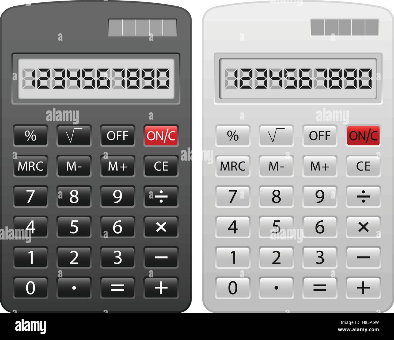 Two calculators on white background. Vector illustration Stock Vector ...