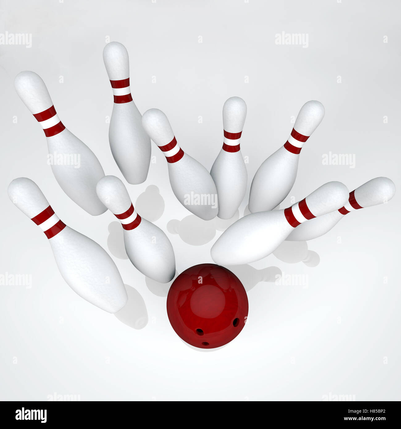A bowling ball is knocking the pins down over background Stock Photo ...