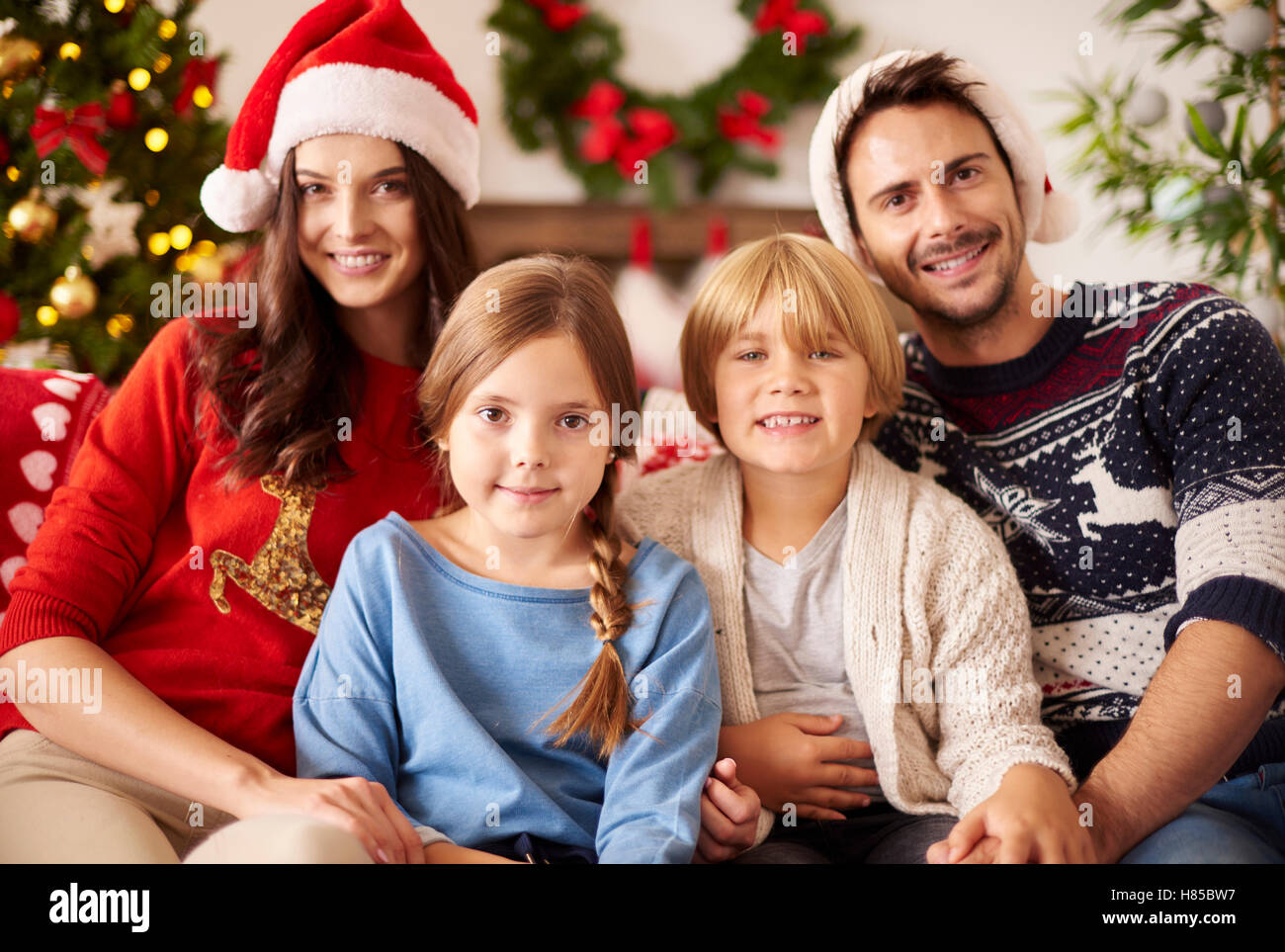 Portrait of family during the Christmas Stock Photo - Alamy