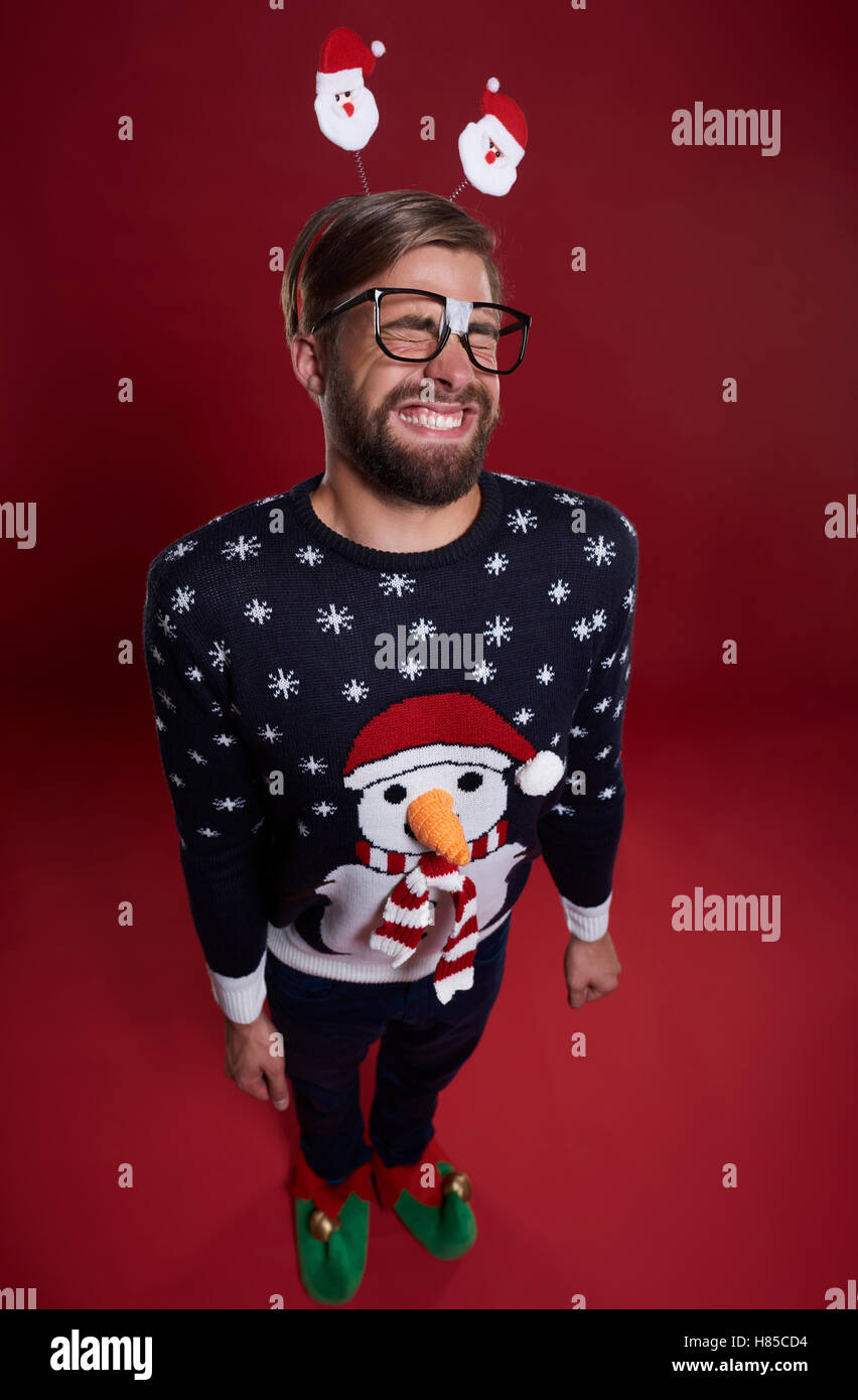 Cute nerd man in Christmas Stock Photo - Alamy