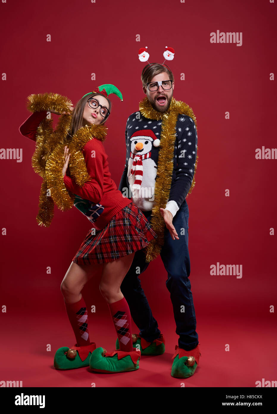 Wild dance of funny couple Stock Photo - Alamy