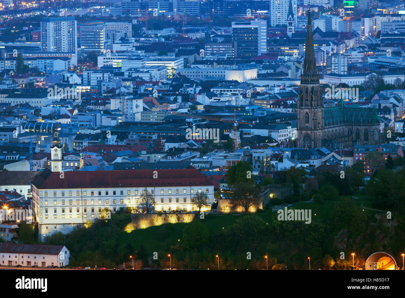 Linz panorama at night. Linz, Upper Austria, Austria Stock Photo - Alamy
