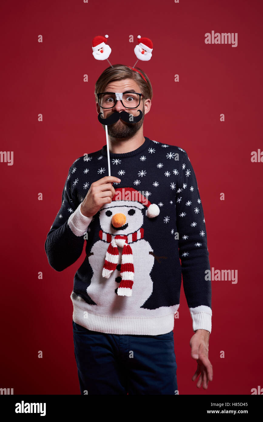 Funny man with moustache mask Stock Photo - Alamy