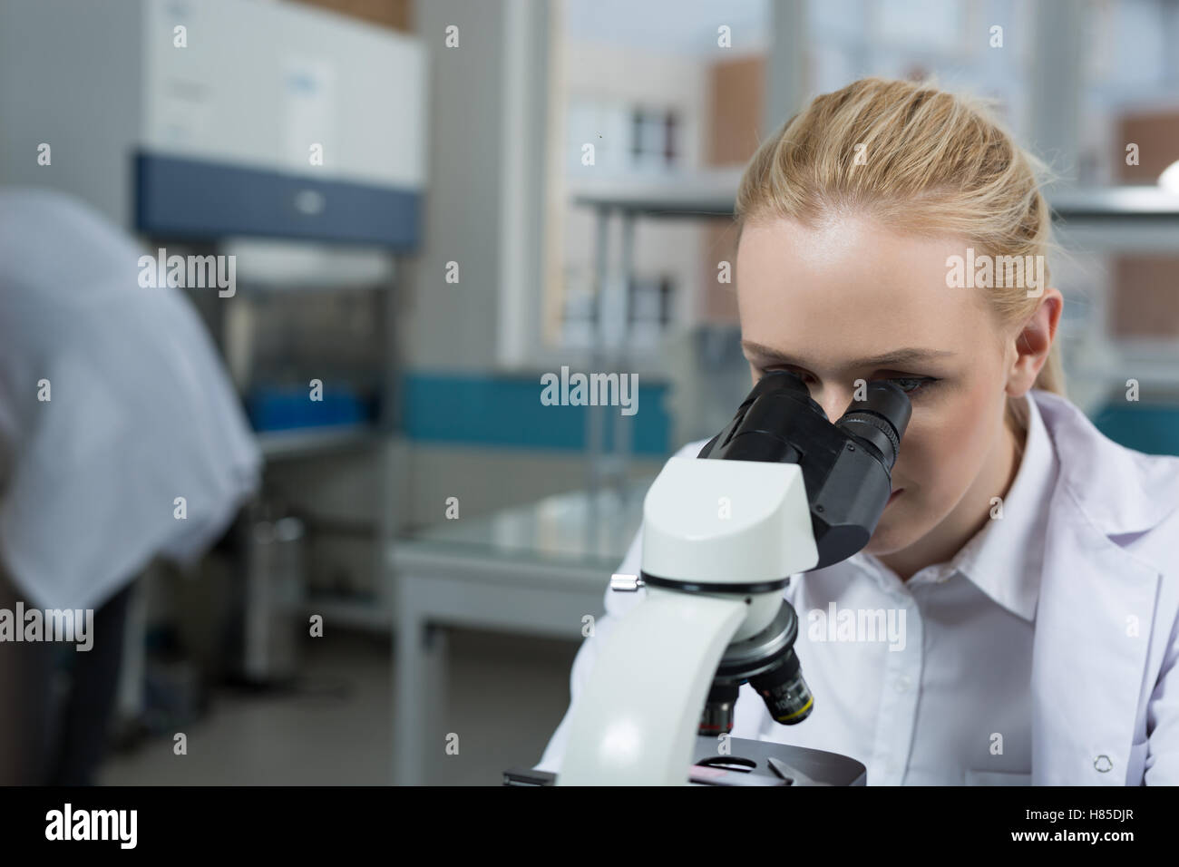 science, chemistry, technology, biology and people concept - close up ...