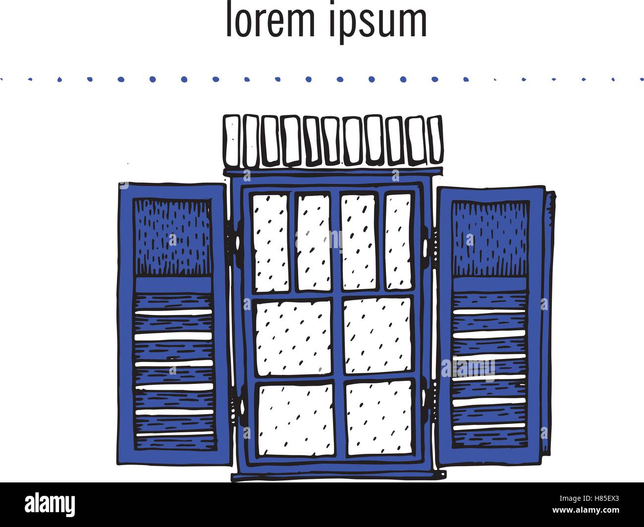 Set o retro windows isolated on white background. Hand drawing ...