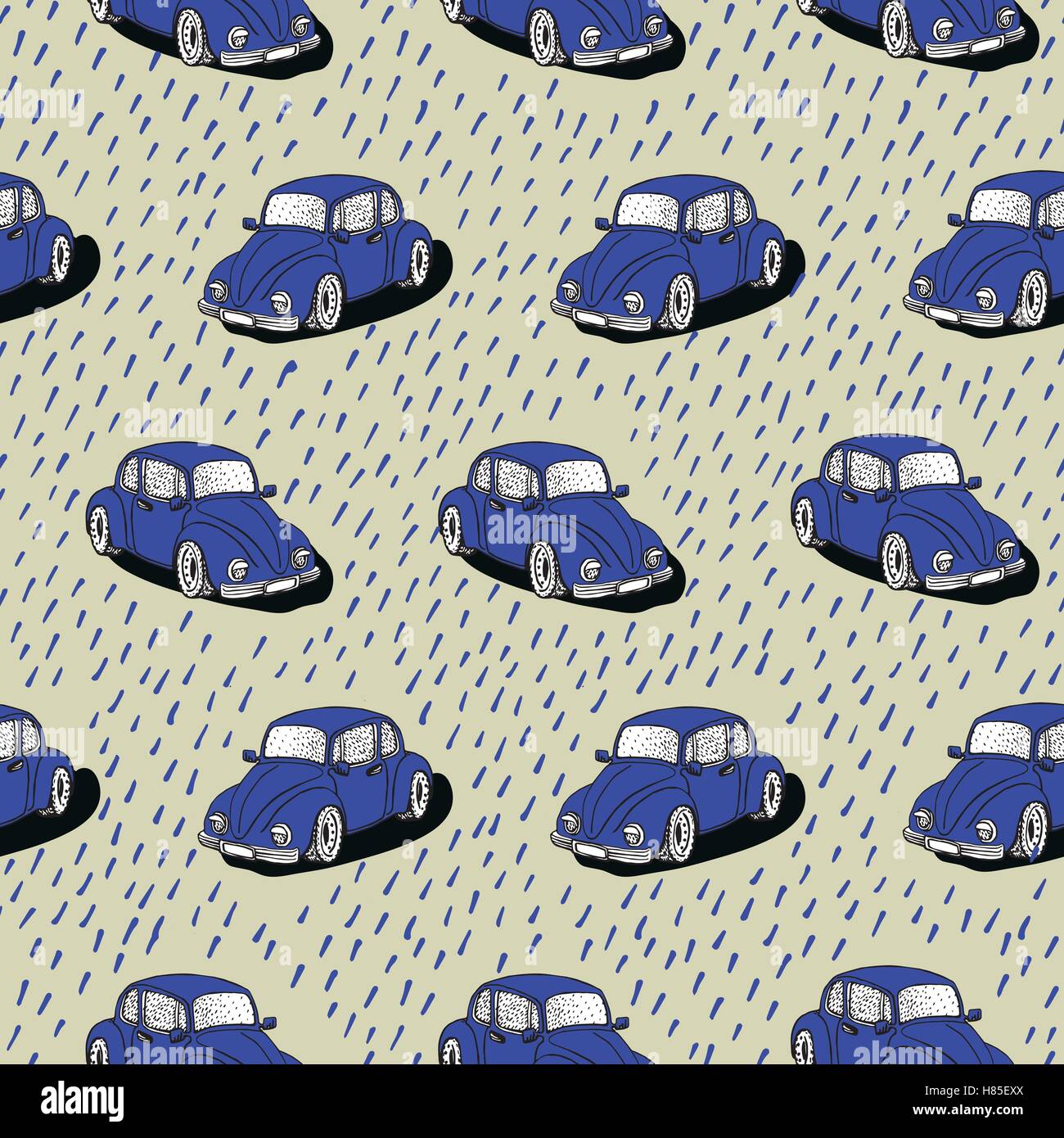 Seamless vector pattern with hand drawn cute cars. Doodle Stock Vector ...