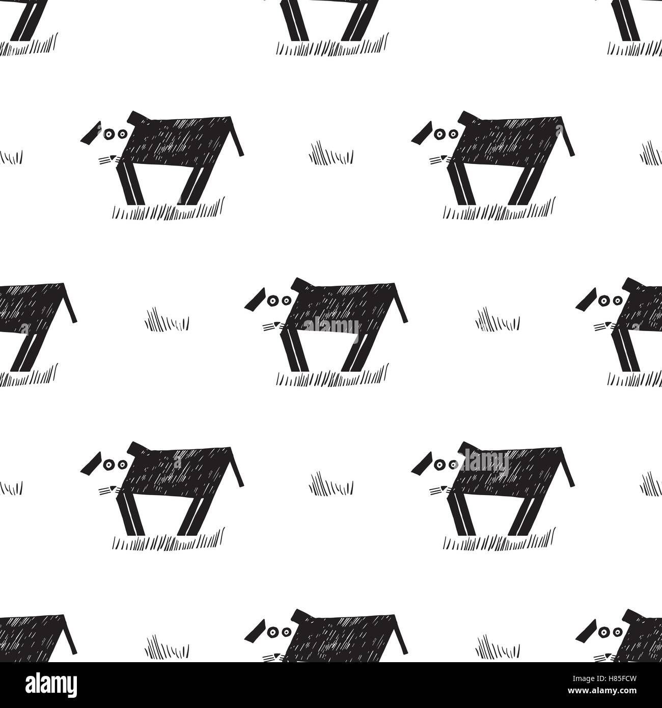 Vector seamless pattern with hand drawn dogs, puppies Stock Vector ...