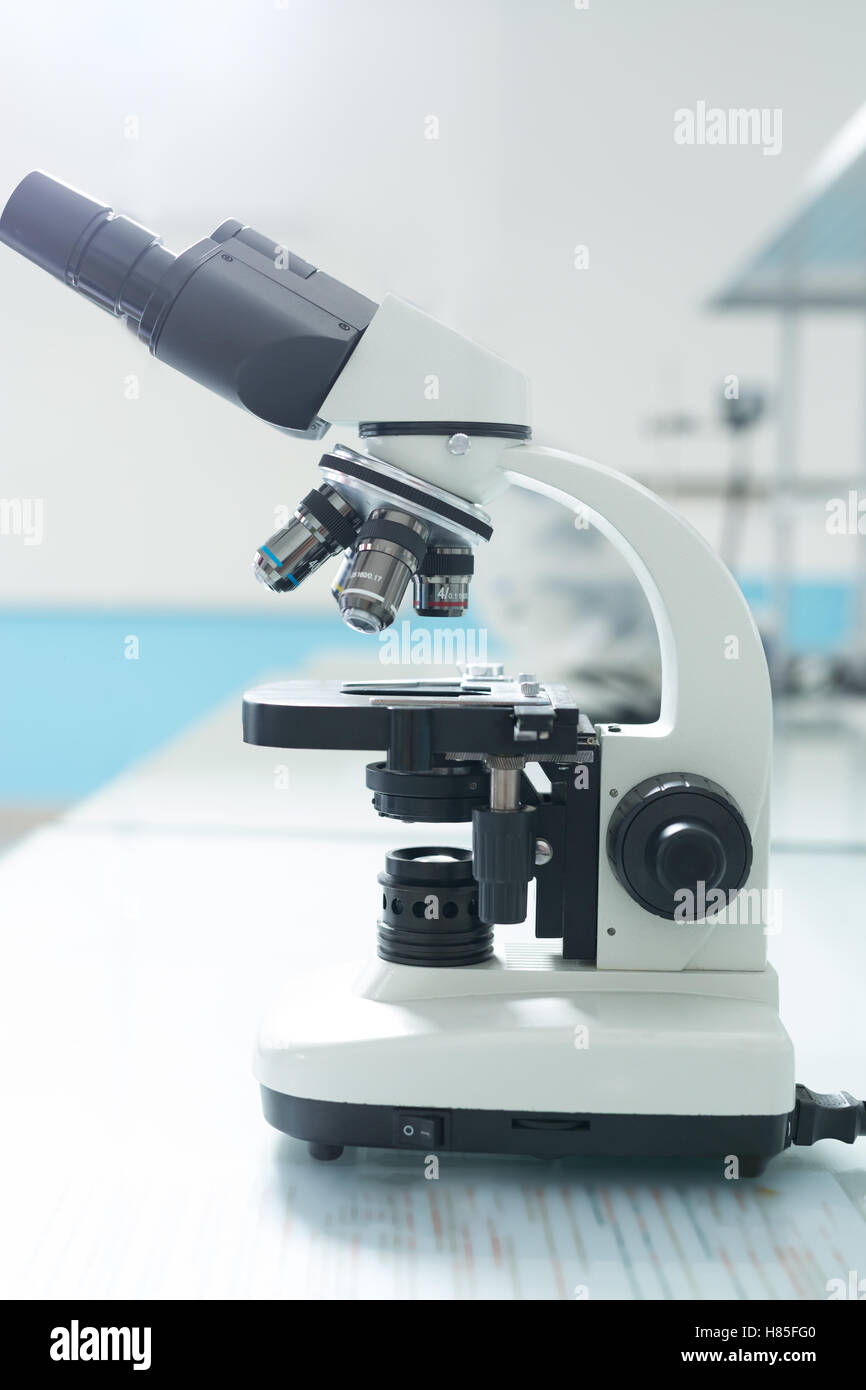 Laboratory Microscope. Scientific research background Stock Photo - Alamy