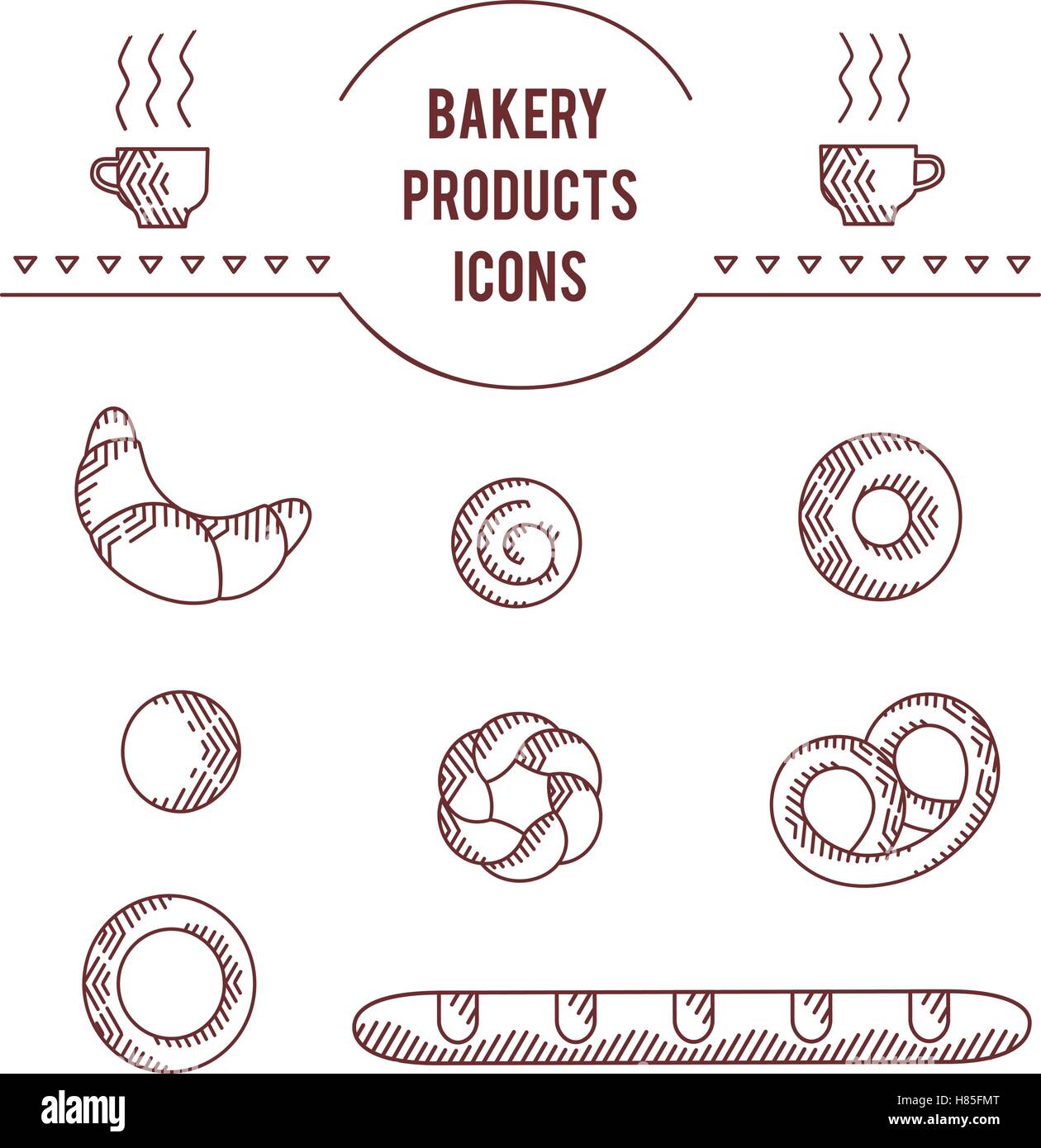 Vector graphic beautifull original icon set of bakery products Stock ...