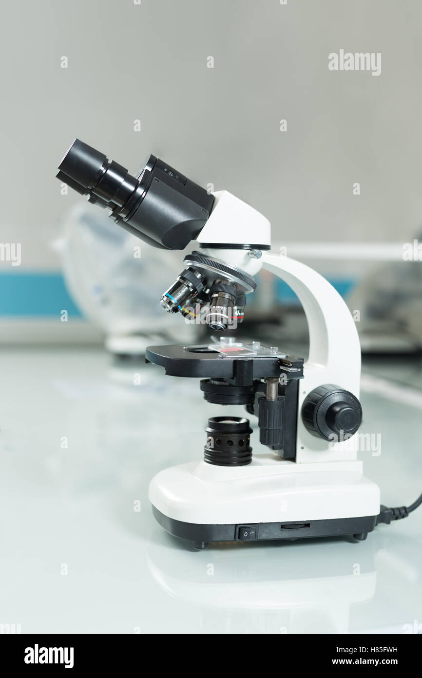 Laboratory Microscope. Scientific research background Stock Photo - Alamy