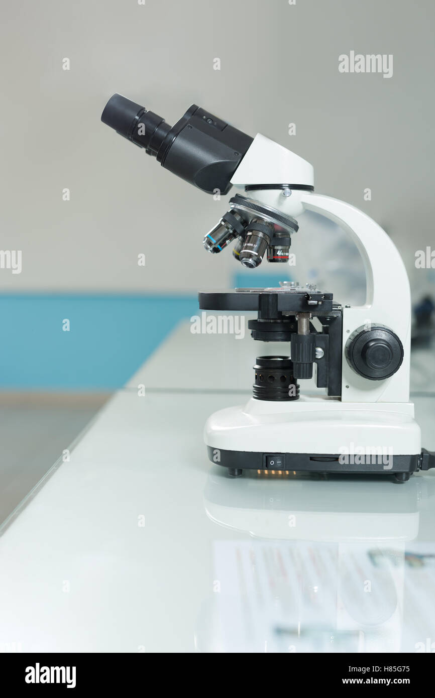 Laboratory Microscope. Scientific research background Stock Photo - Alamy