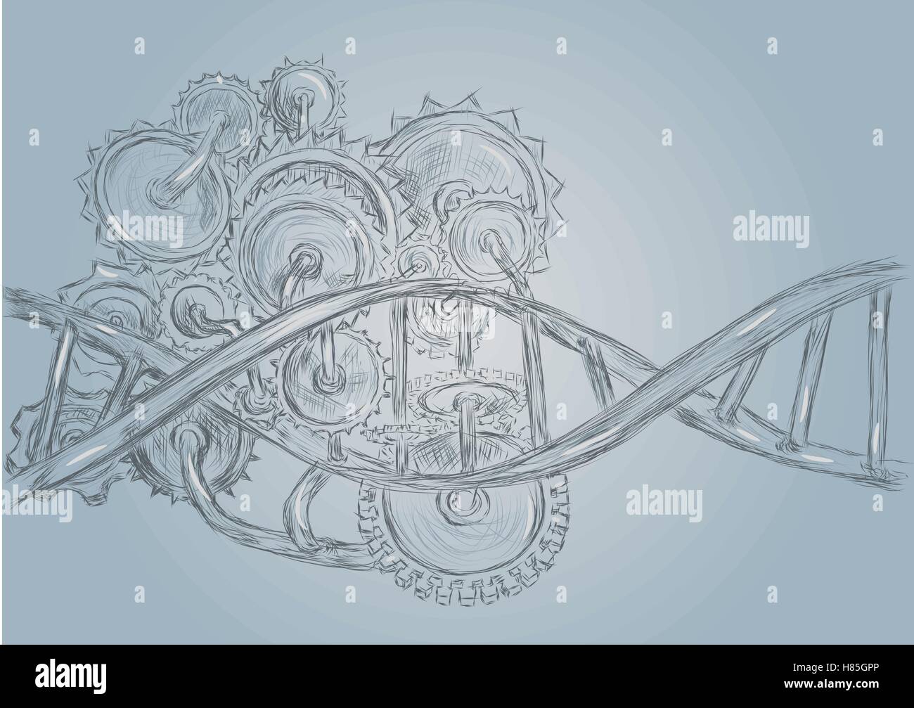 DNA and gears abstract sketch. 10 EPS Stock Vector Image & Art - Alamy