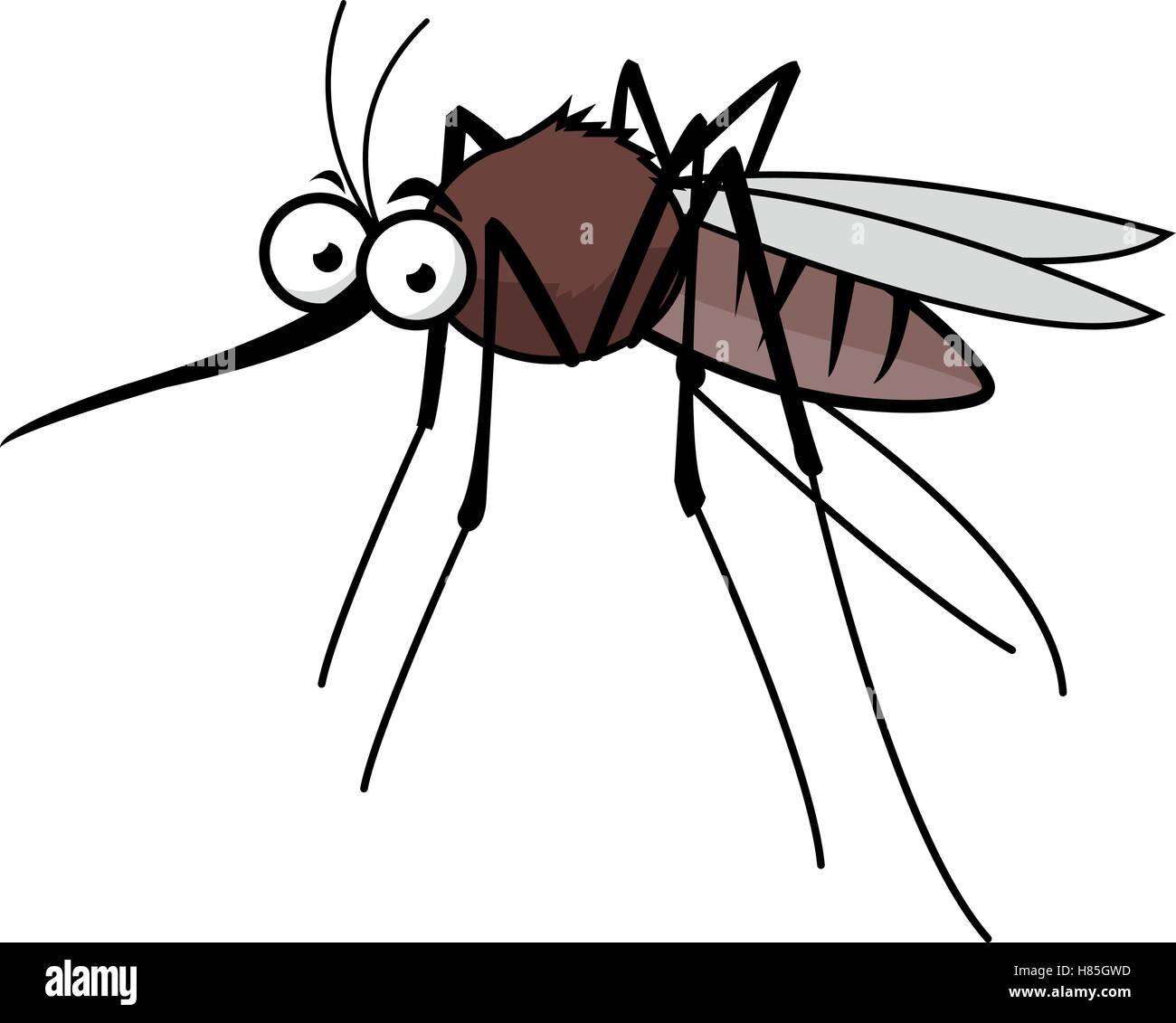 Cartoon mosquito bug character on white background. Funny gnat insect ...