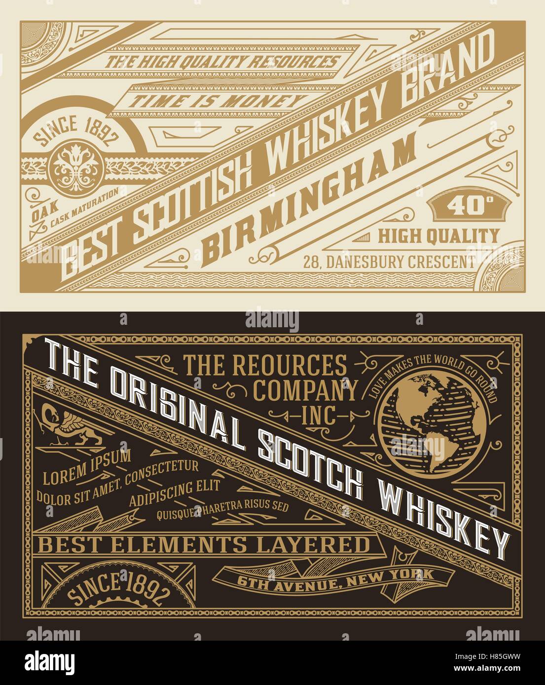 Set of Old labels for Whiskey Stock Vector Image & Art - Alamy