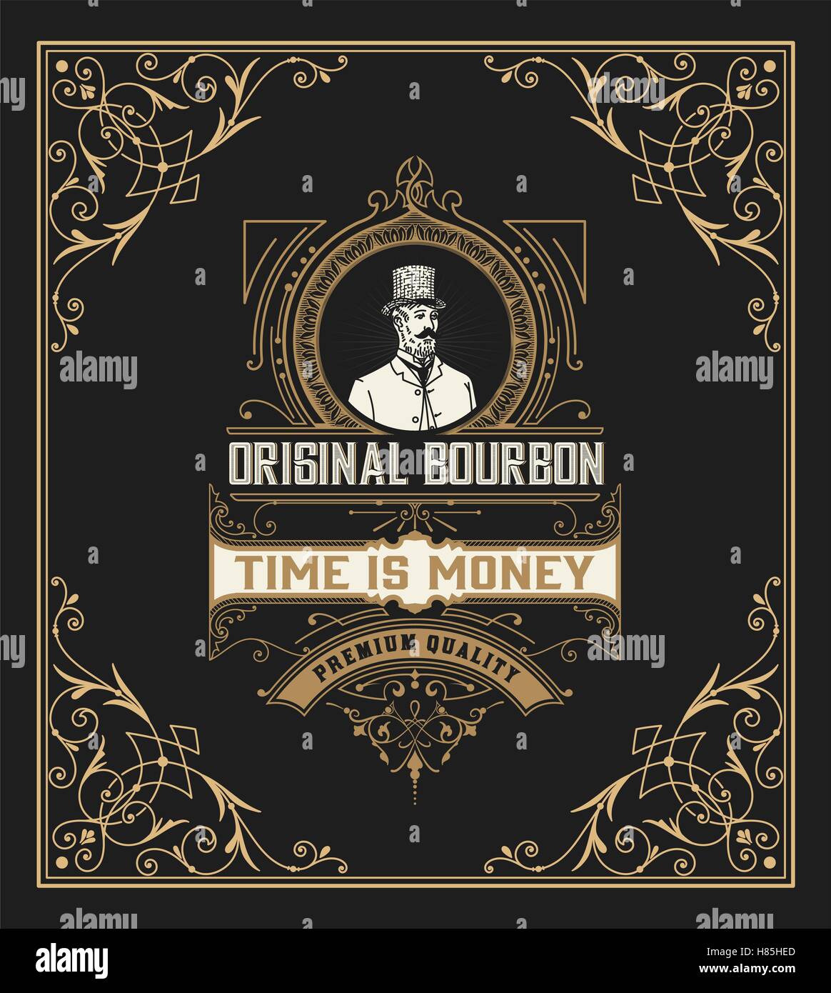 Vintage frame and label for whiskey product. You can use it for other ...
