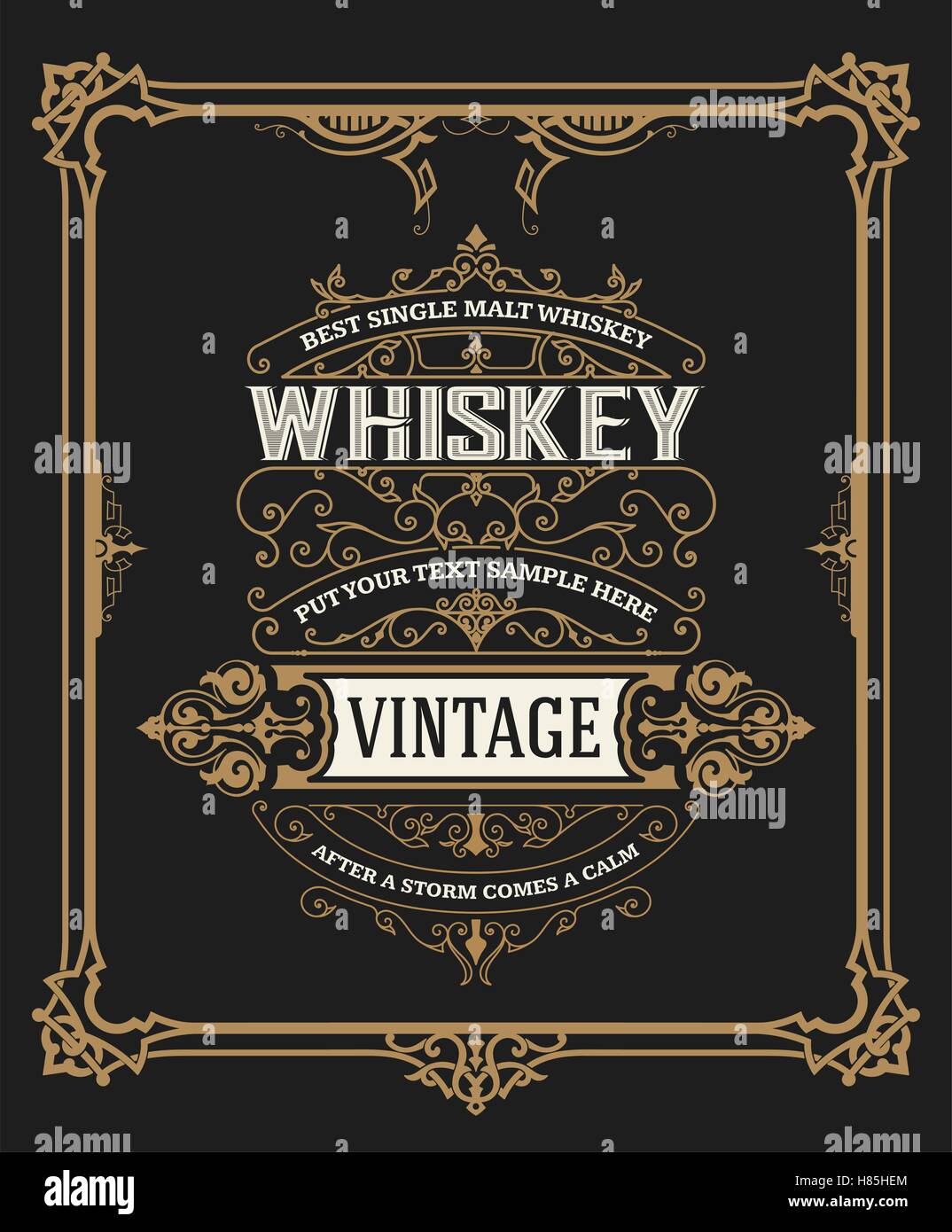 Whiskey card with old frame Stock Vector Image & Art - Alamy