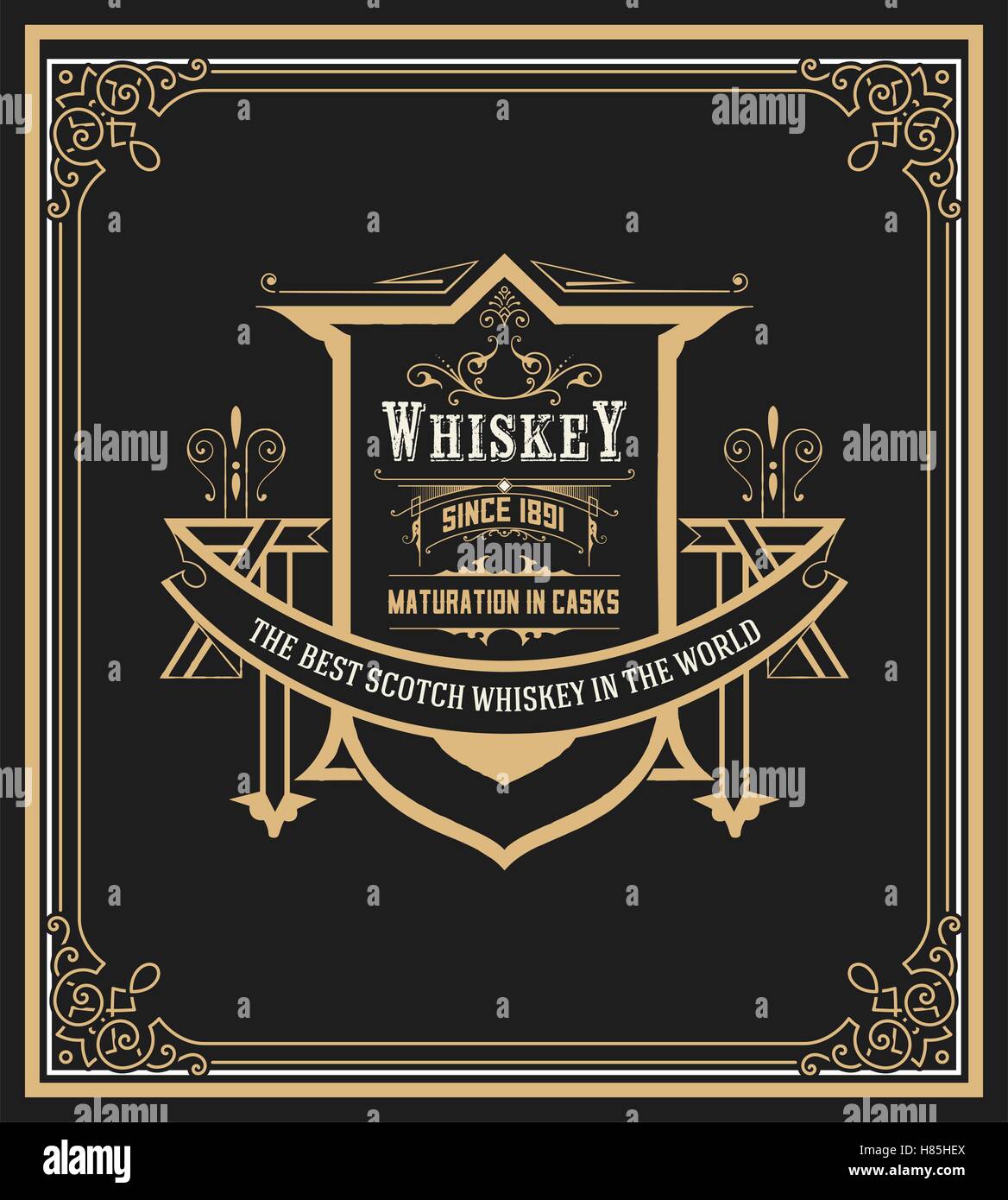 Whiskey label with old frames Stock Vector Images - Alamy