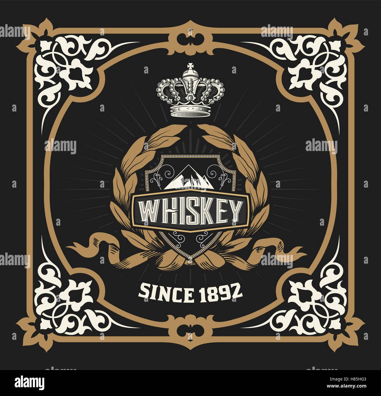 Whiskey label with old frame Stock Vector Image & Art - Alamy