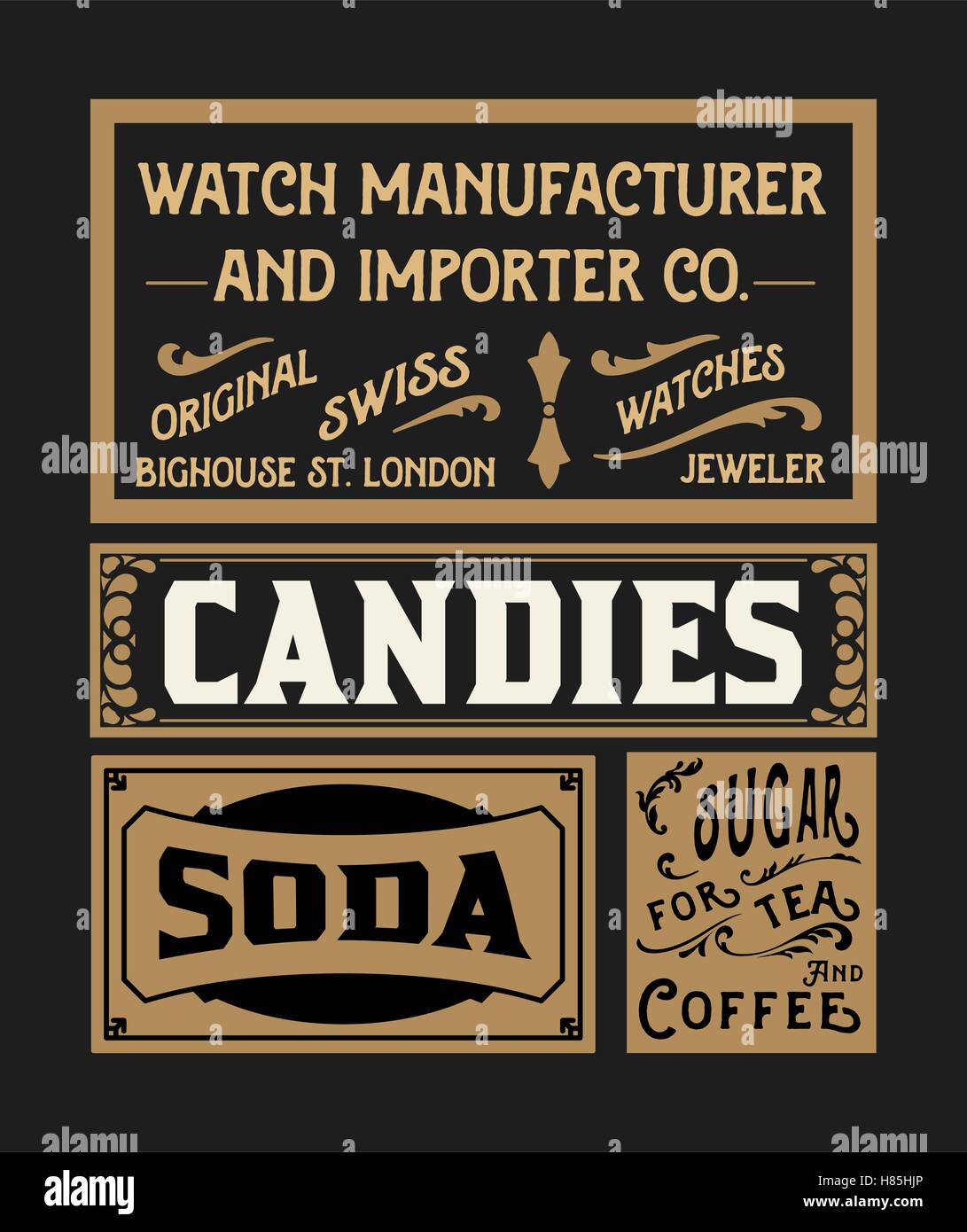 Set of old advertisement designs and labels Stock Vector Image & Art ...