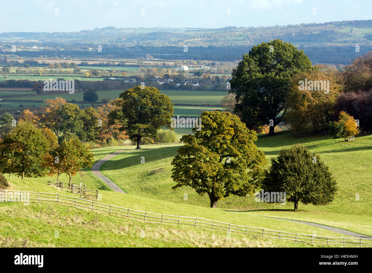 View from Dumbleton Hill across the Dumbleton Hall Estate in autumn ...
