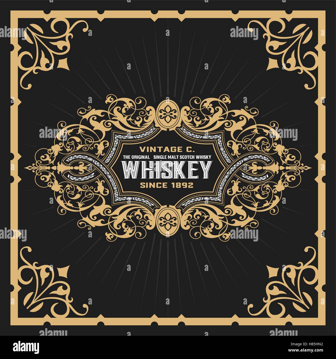 Whiskey label with old frames. Vector layered Stock Vector Image & Art ...