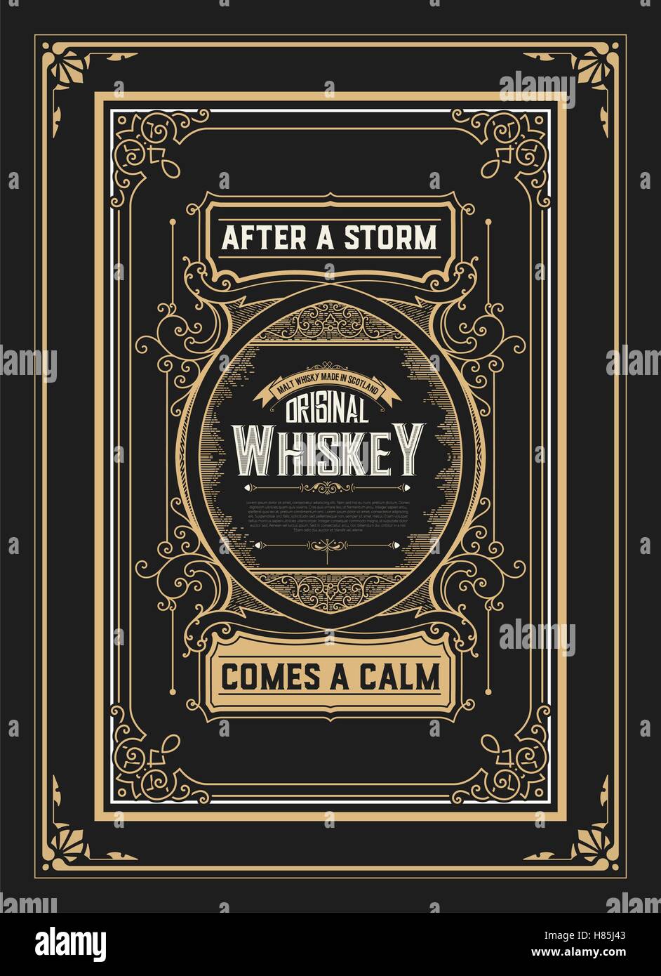 Whiskey label with old frames hi-res stock photography and images - Alamy