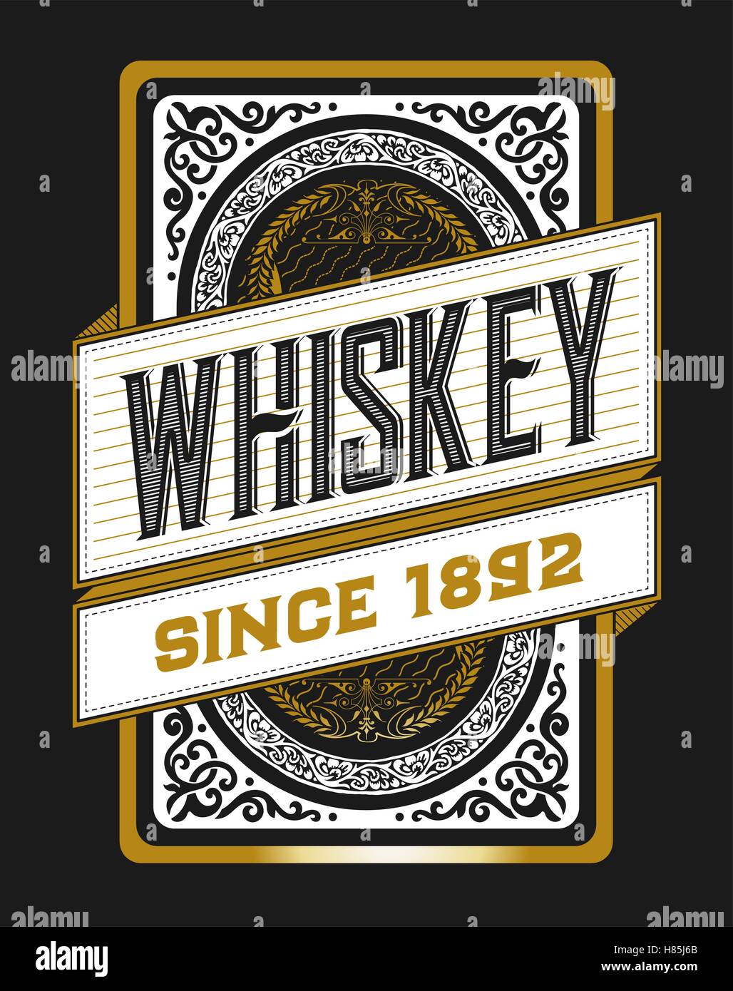 Whiskey label vintage ornaments hi-res stock photography and images - Alamy