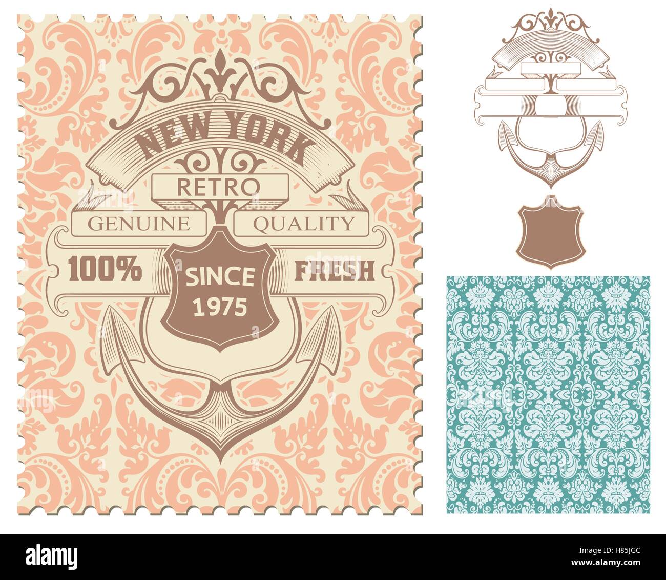 Retro stamp, Nautical design Stock Vector Image & Art - Alamy