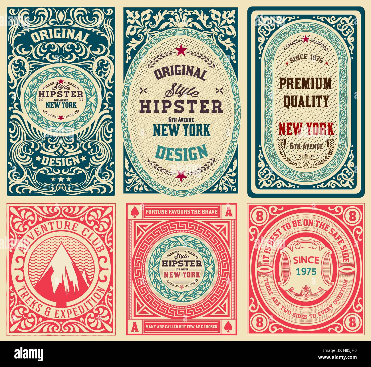 Old cards set with floral details Stock Vector Image & Art - Alamy