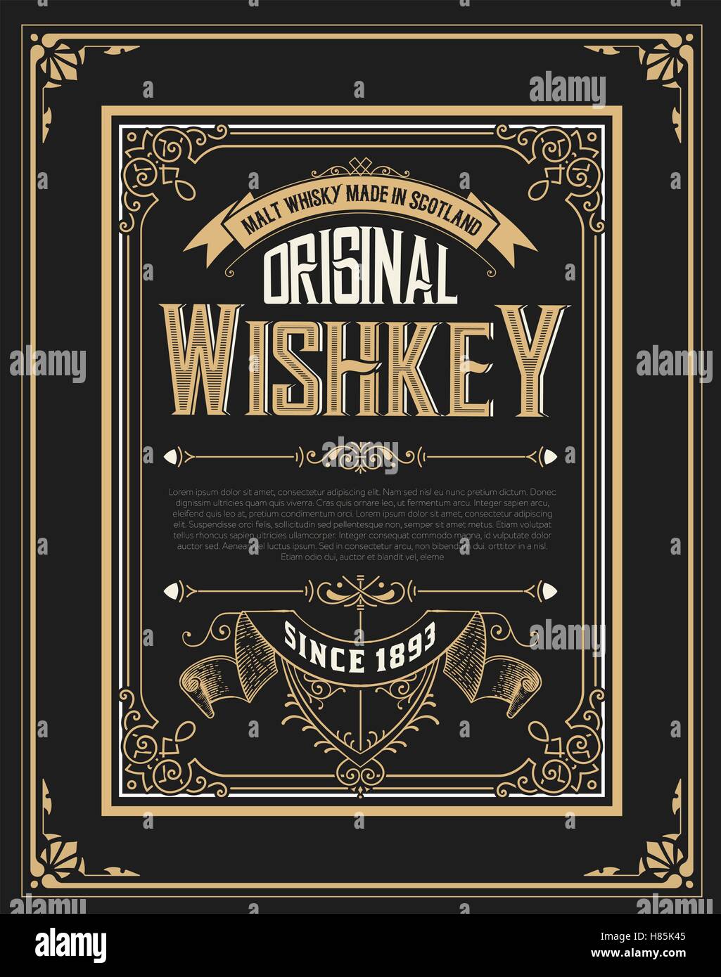 Whiskey label with old frames hi-res stock photography and images - Alamy