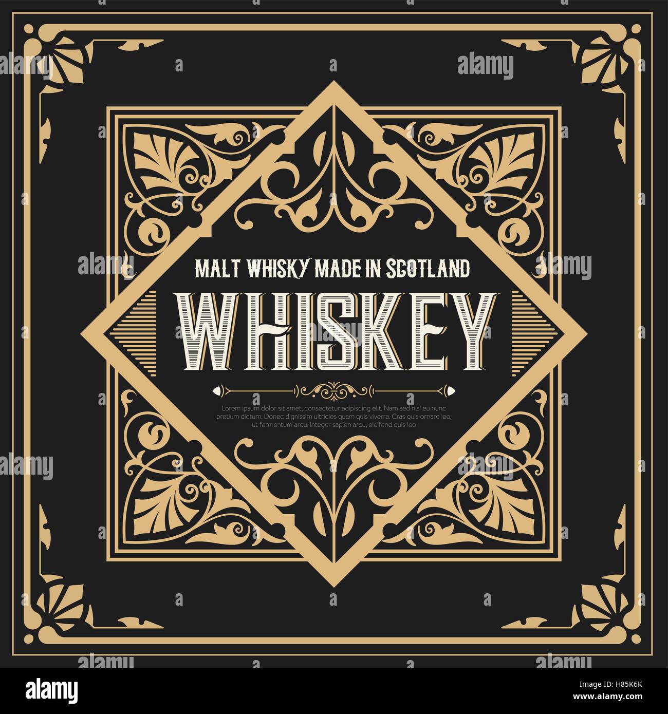 Whiskey label with old frames Stock Vector Images - Alamy