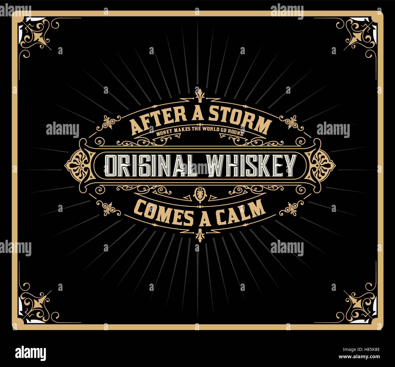 Whiskey label with old frames Stock Vector Images - Alamy